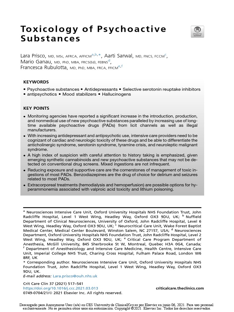 Toxicology of Psychoactive Substances | PDF | Selective Serotonin Reuptake Inhibitor ...