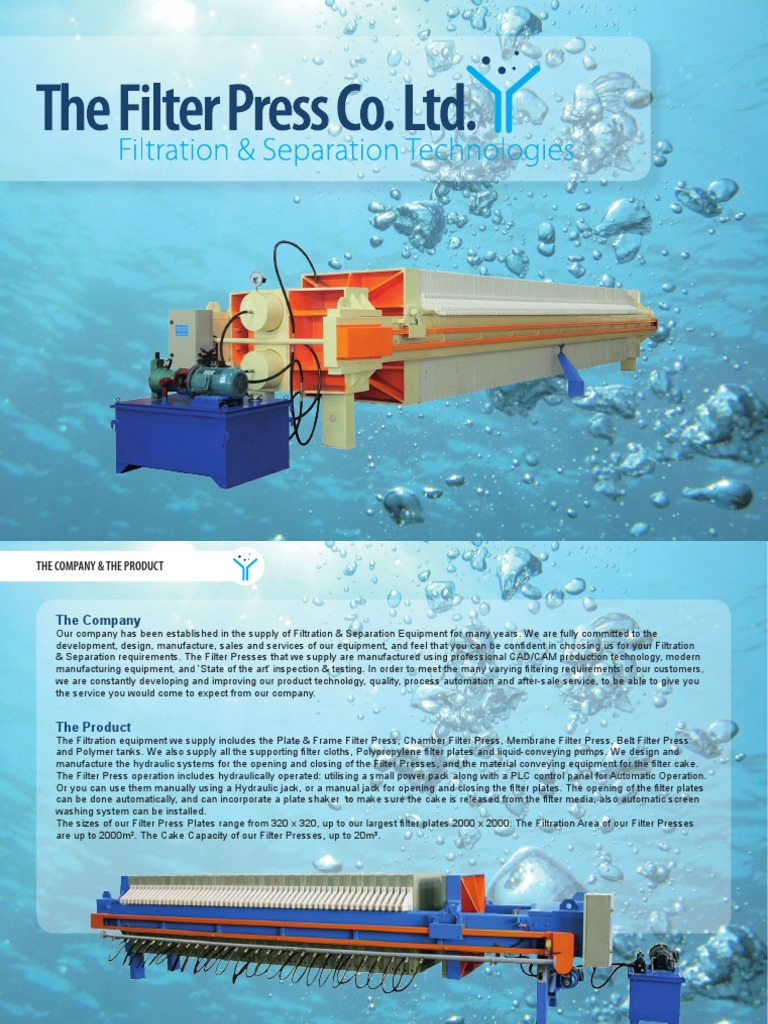 Filter Press Brochure | PDF | Filtration | Chemistry