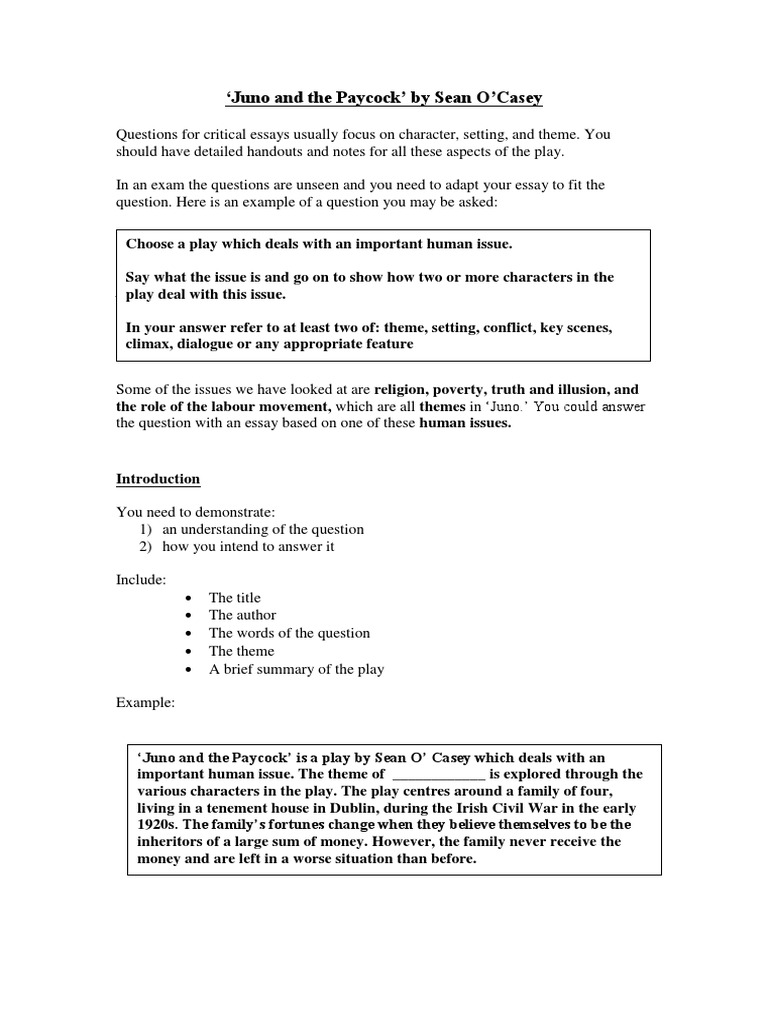 Juno and The Paycock by Sean Ocasey - Compress | PDF | Essays