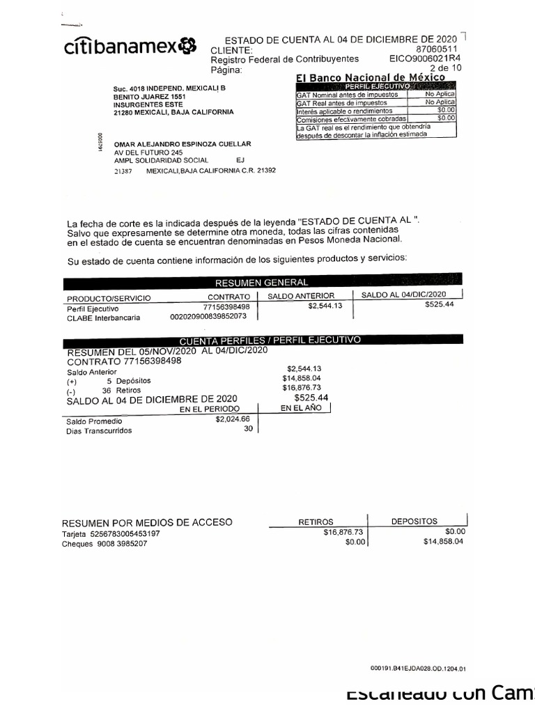 Estado De Cuenta Citibanamex Pdf