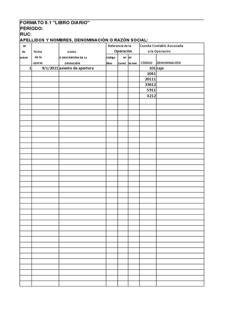 Ejemplo de Rayado Diario Contable | PDF