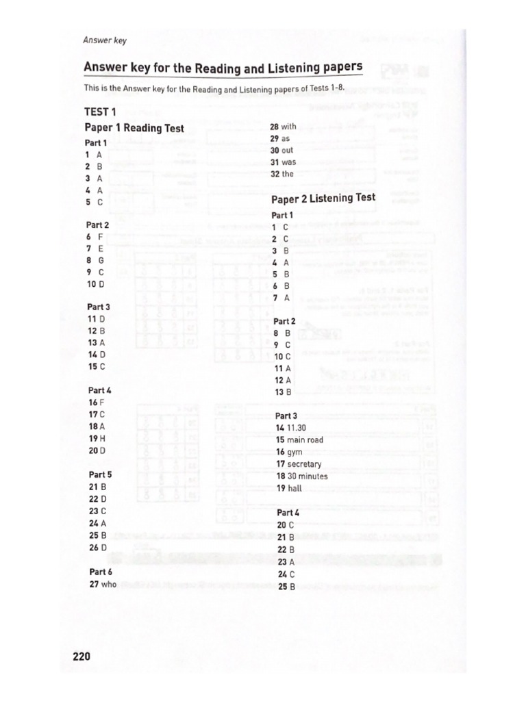 Collins For Schools - B1 - Answer Key | PDF