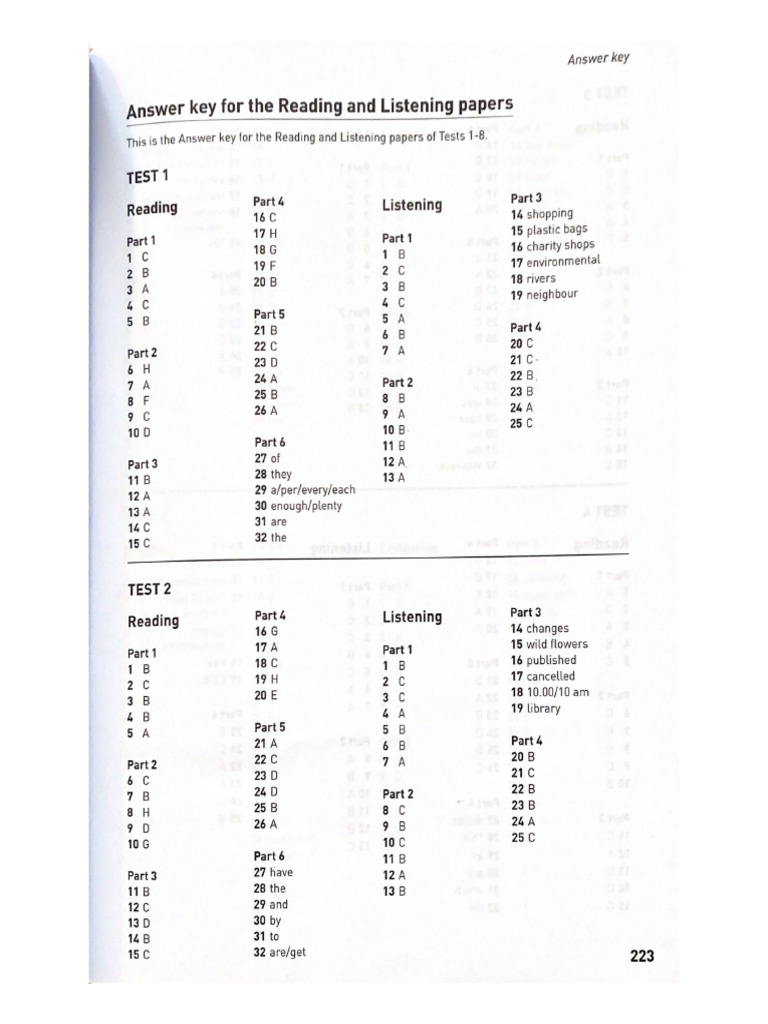 Answer Key COLLINS B1 | PDF