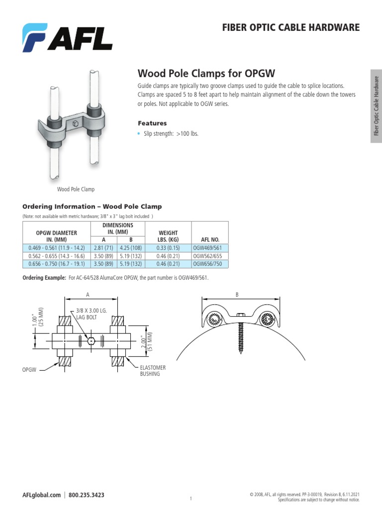 Wood Pole Clamps OPGW | PDF | Equipment | Manufactured Goods