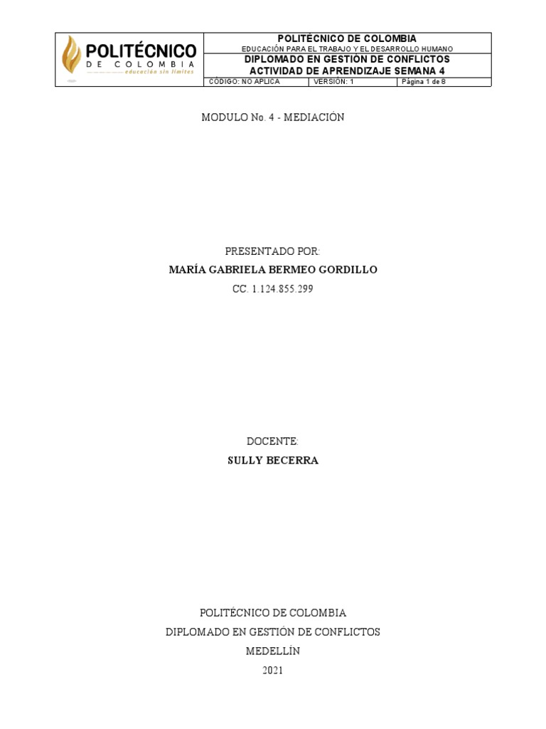 Actividad de Aprendizaje - Modulo 4 | PDF | Colombia | Aprendizaje