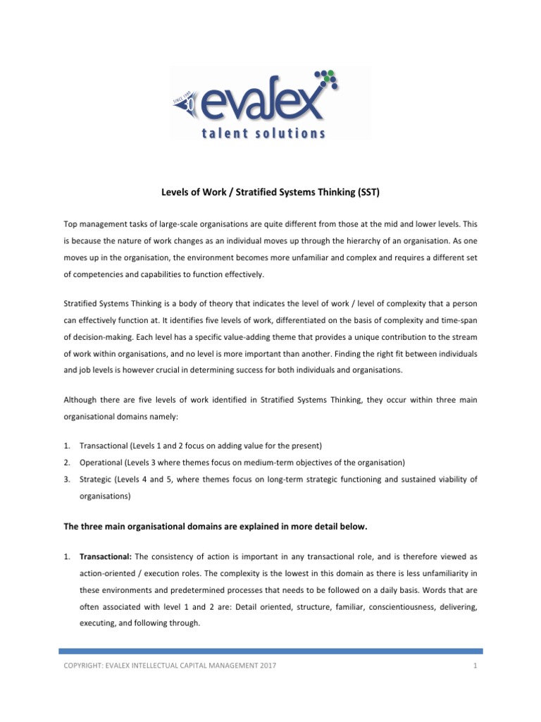 Levels of Work / Stratified Systems Thinking (SST) | PDF | Systems ...