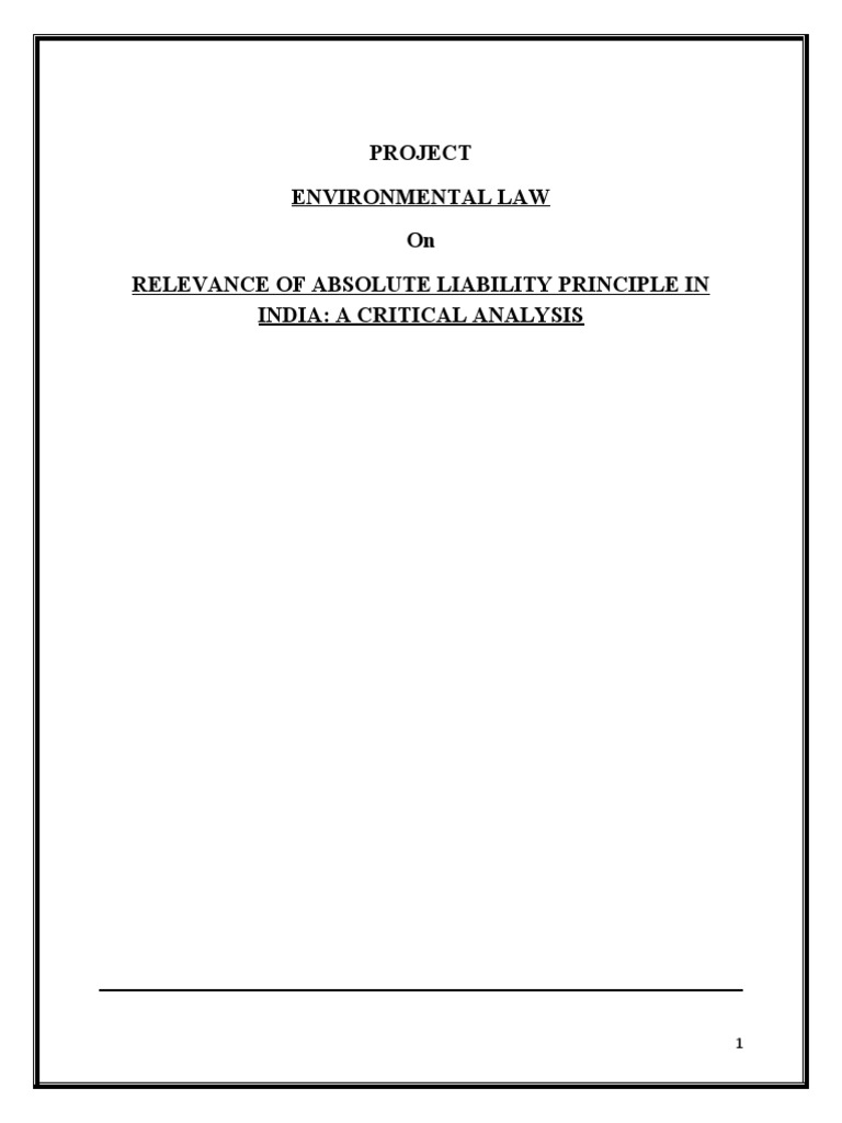 Project Environmental Law On Relevance of Absolute Liability Principle ...