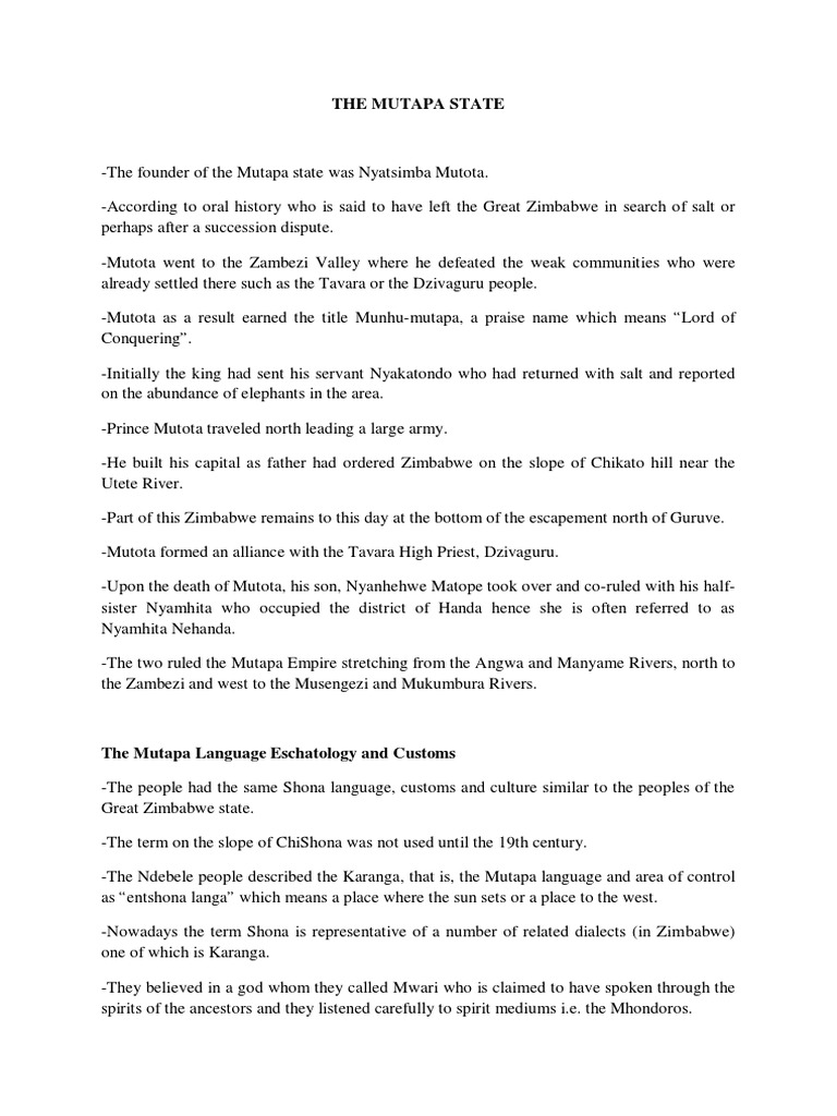 4 The Mutapa State | PDF | History