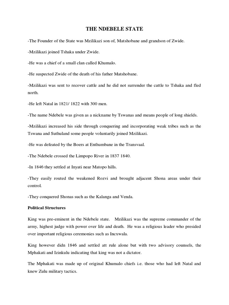 6 The Ndebele State | PDF