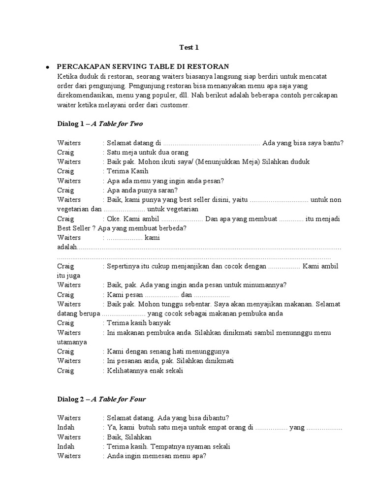 Soal Dan Modul Waiters | PDF