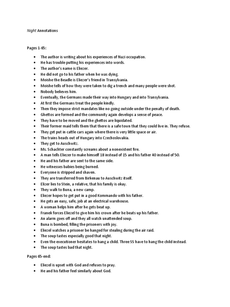Night Annotations | PDF | Auschwitz Concentration Camp