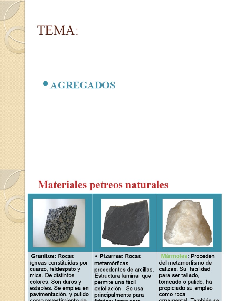 Tipos y Usos de Agregados Pétreos | PDF | Materiales | Materiales naturales
