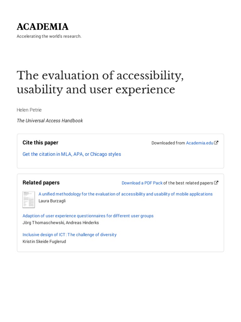 The Evaluation of Accessibility, Usability and User Experience | PDF ...