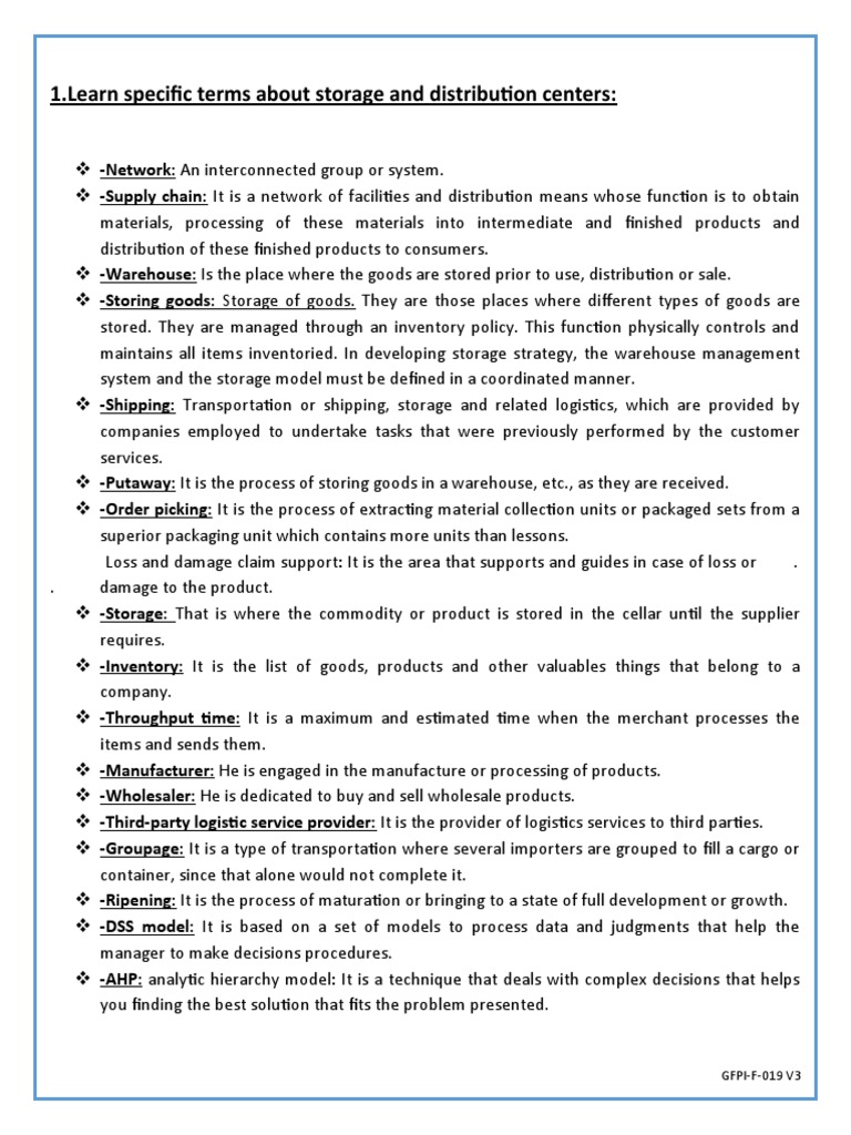 Gestión Logística-Worksheet 1 | PDF | Warehouse | Logistics