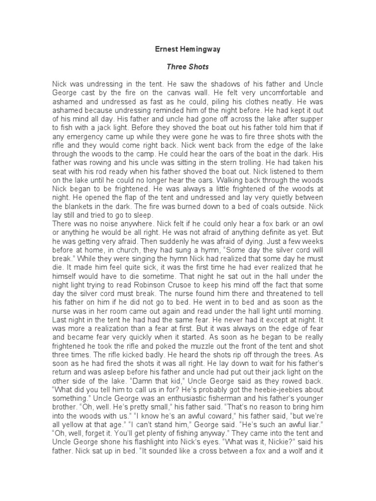 Hemingway, Ernest - Three Shots | PDF