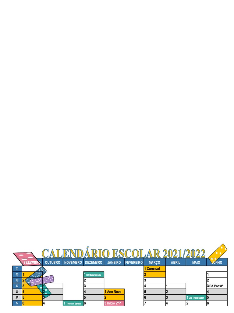 Calendário Escolar Ano Letivo 2021-2022 | PDF