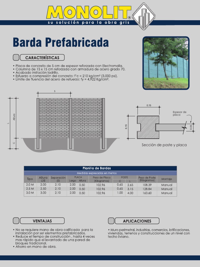 Detalle Barda Prefabricada | PDF