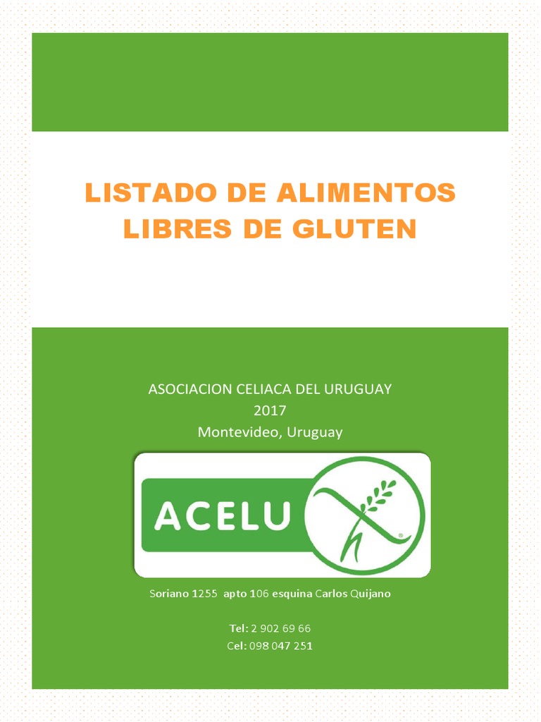Listado de Alimentos Sin Gluten ACELU | PDF | Enfermedad celíaca | Gluten