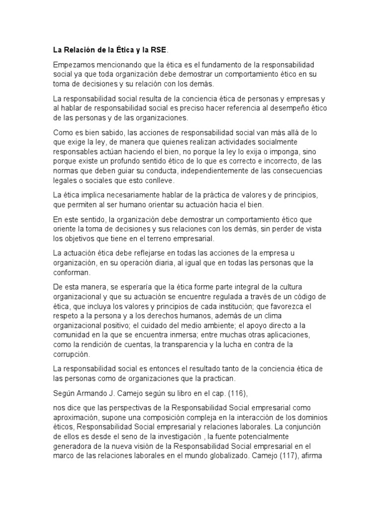 La Relación de La Ética y La RSE | PDF | Responsabilidad social ...