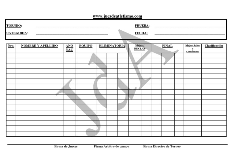 Planilla Saltos Horizontales y Lanzamientos Jda | PDF