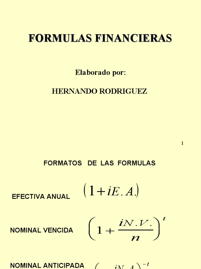 Formulas Financieras | PDF | Economía monetaria | Macroeconómica