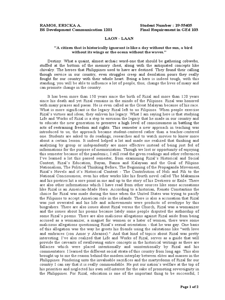 Ramos, Ericka A. - Final Ged 103 | PDF