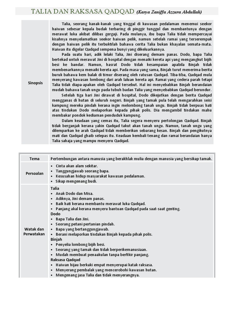 Nota Talia Dan Raksasa Qadqad | PDF