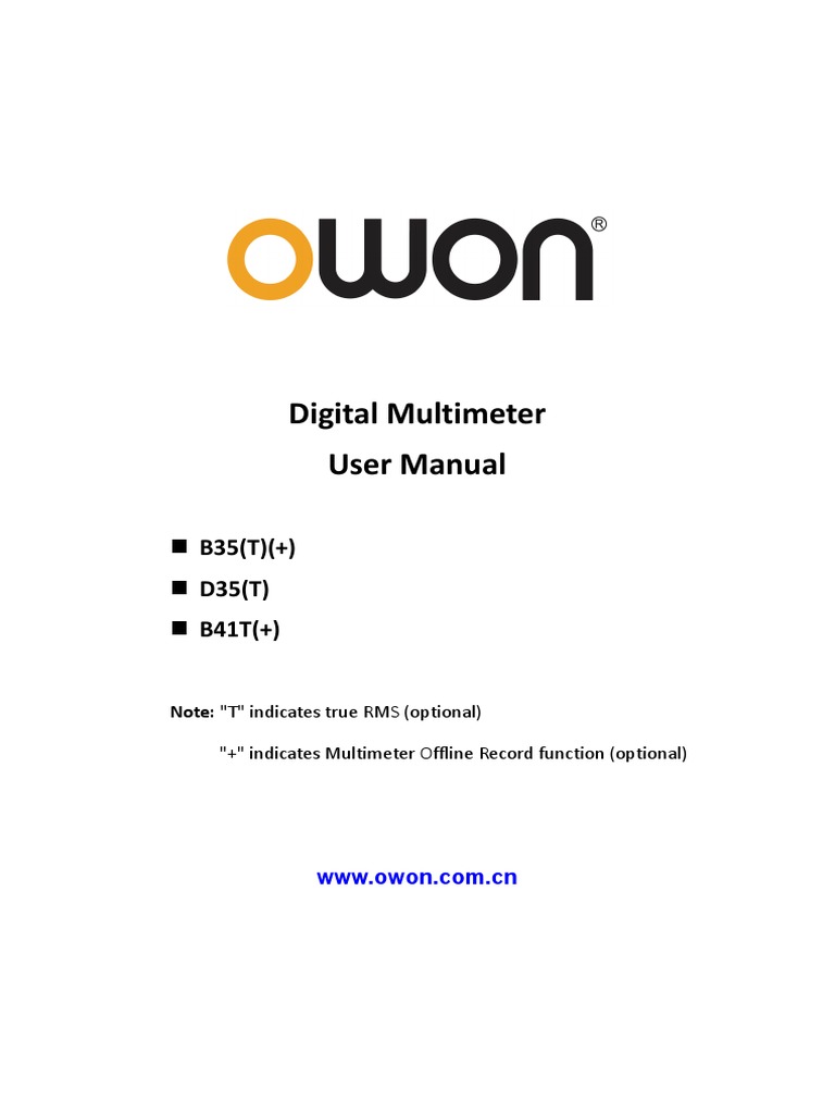 Digital Multimeter User Manual: B35 (T) (+) D35 (T) B41T (+) | PDF ...