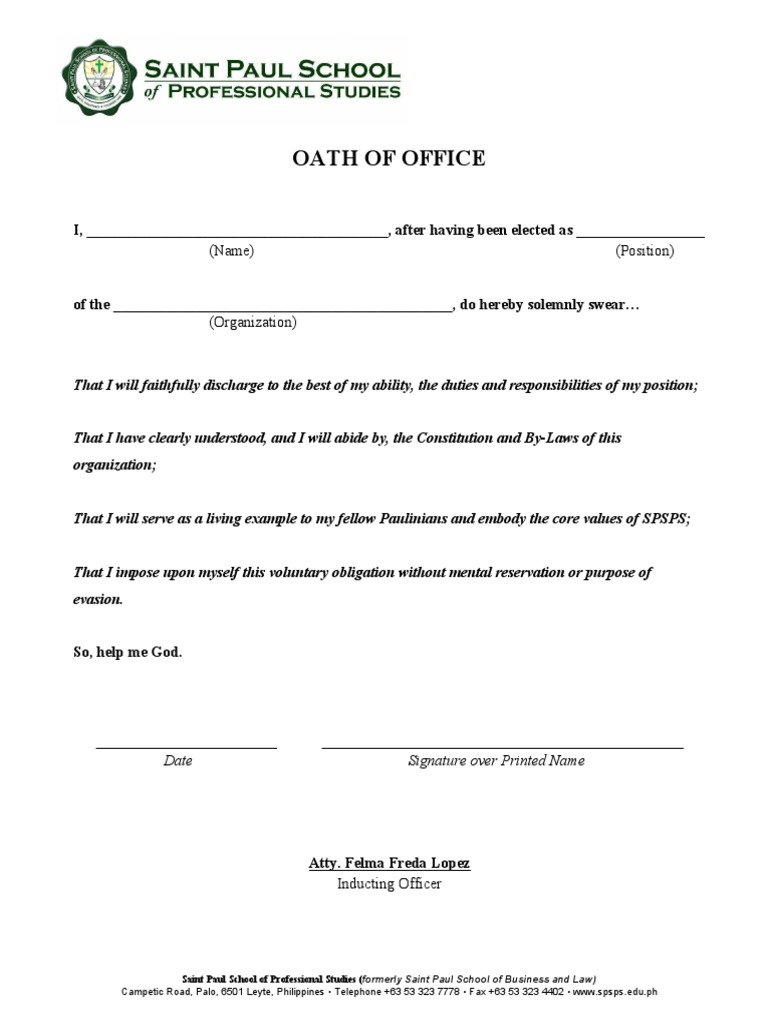 Oath of Office 2021 | PDF