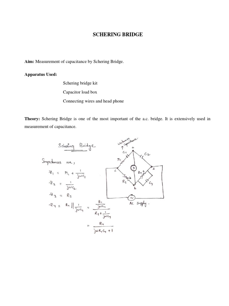 Measuring Capacitance Using Schering Bridge | PDF | Voltage | Quantity