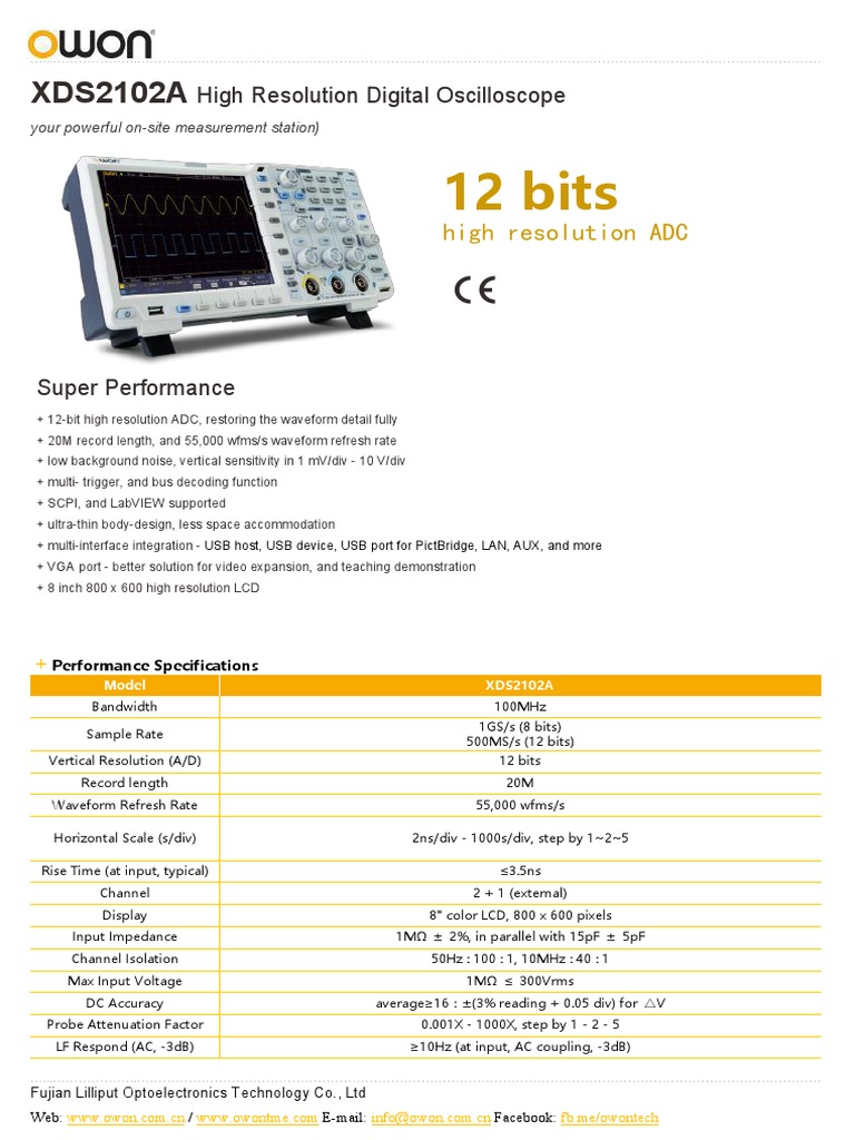 XDS2000 Series DSO Datasheet | PDF | Analog To Digital Converter ...