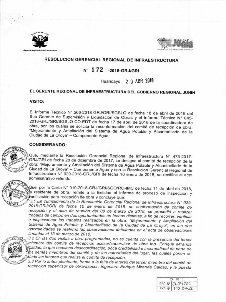 Resoluci N Gerencial Regional de Infraestructura | PDF | República | Comunidad andina