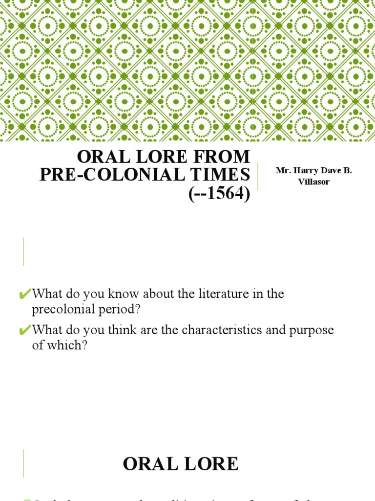 Philippine Pre-Colonial Oral Literature | PDF | Oral Tradition | Riddle