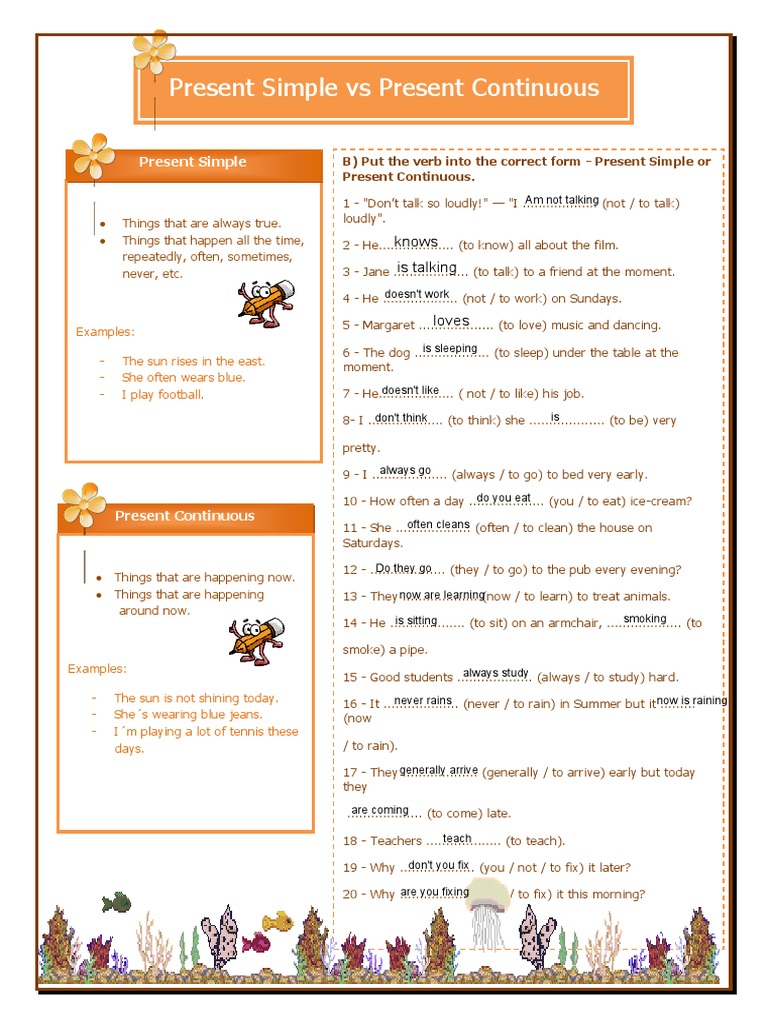 Present Simple or Progrssive | PDF