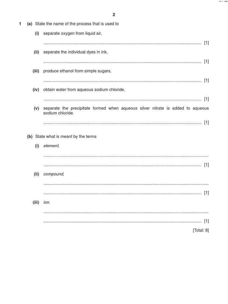 Paper 4 CIE Chemistry IGCSE | PDF | Oxide | Silicon