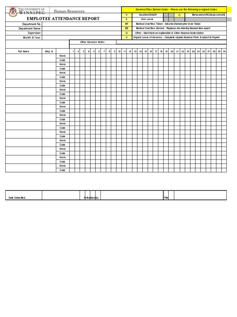 Monthly Attendance Report Template Format | PDF | Payroll | Working ...