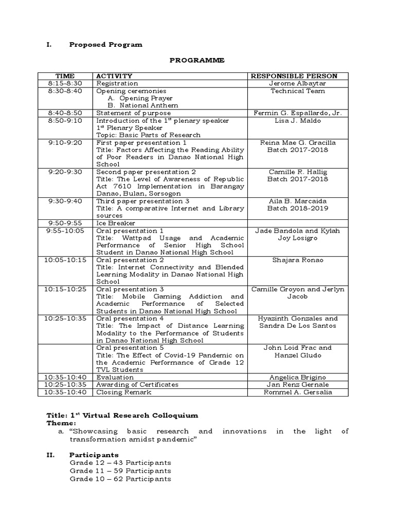 Research Colloquium Proposal | PDF
