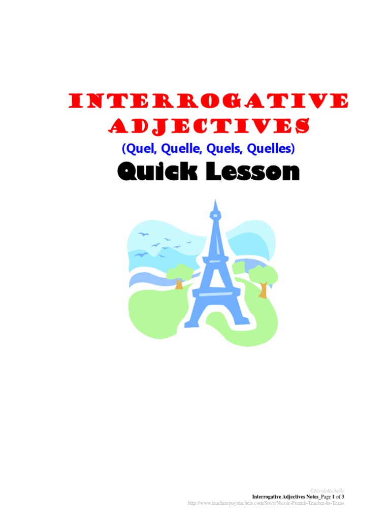 Interrogative Adjectives Notes | PDF | Grammar | Cognitive Science