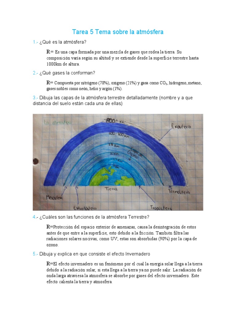 Tarea 5. Atmosfera y Respiracion. | PDF | Atmósfera | Atmósfera de tierra