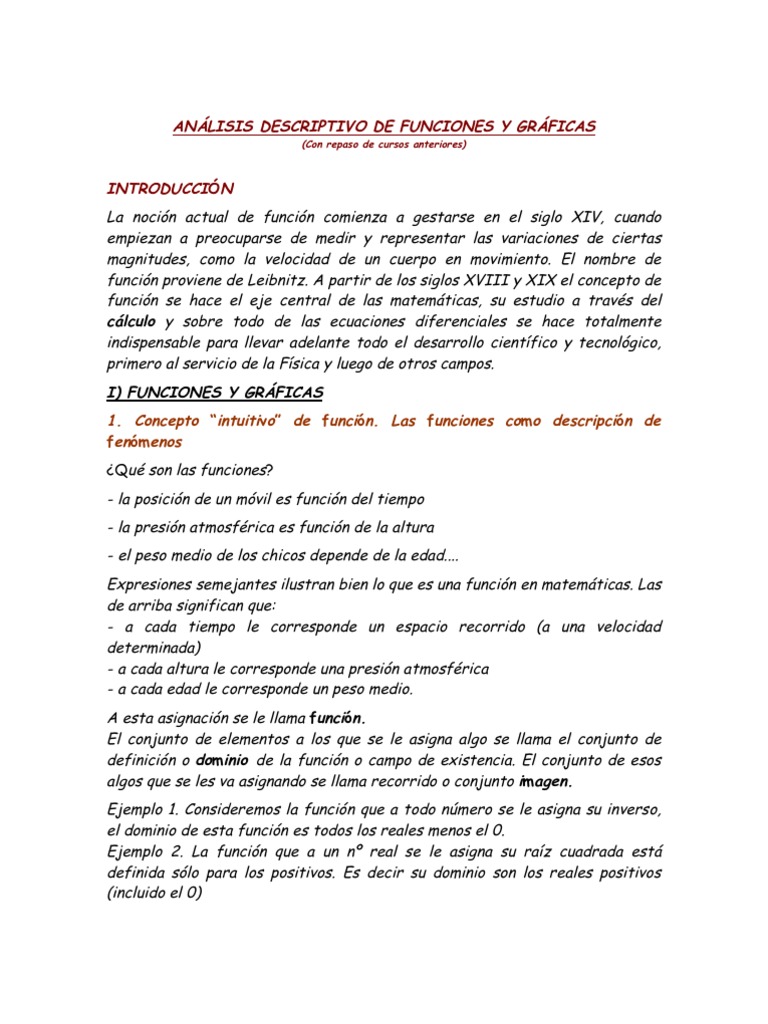 Análisis Descriptivo de Funciones y Gráficas | PDF | Función ...