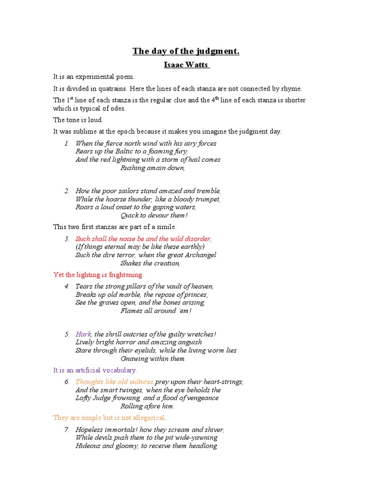 POEM, Isaac Watts, The Day of The Judgment | PDF | Religion ...