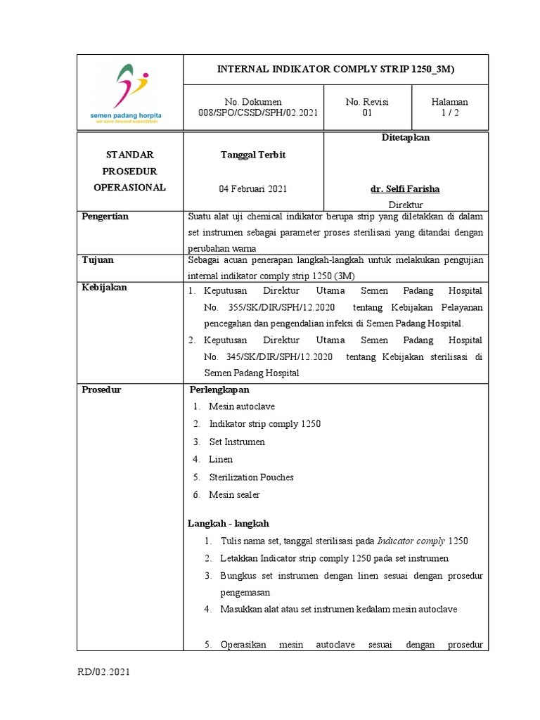 Spo Internal Indikator Comply Strip 1250 - 3M) | PDF