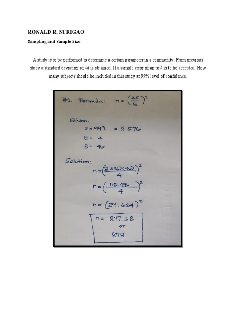 Sample Size Calculation Using Cochran's Formula | PDF | Career & Growth