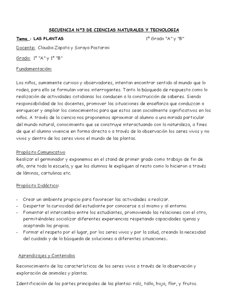 CORREGIDA SECUENCIA N°3 DE CIENCIAS NATURALES PARA PRIMER GRADO LAS ...