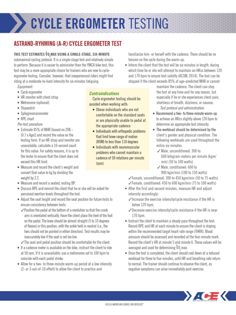 Ashrand Cycle Ergo Testing PDF Clinical Medicine Medical Specialties