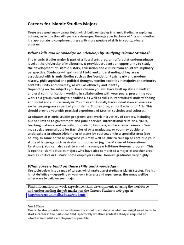 Pathways and Possibilities: A Guide to Careers for Islamic Studies ...