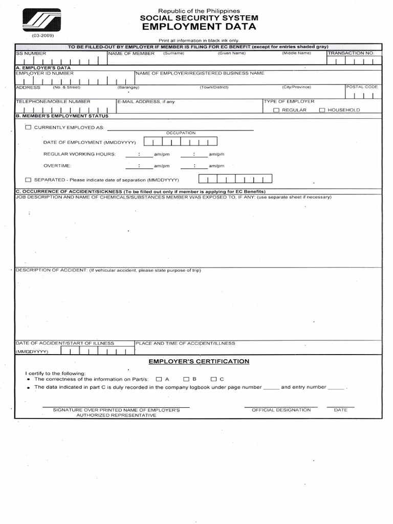 SSSForm Employment Data | PDF