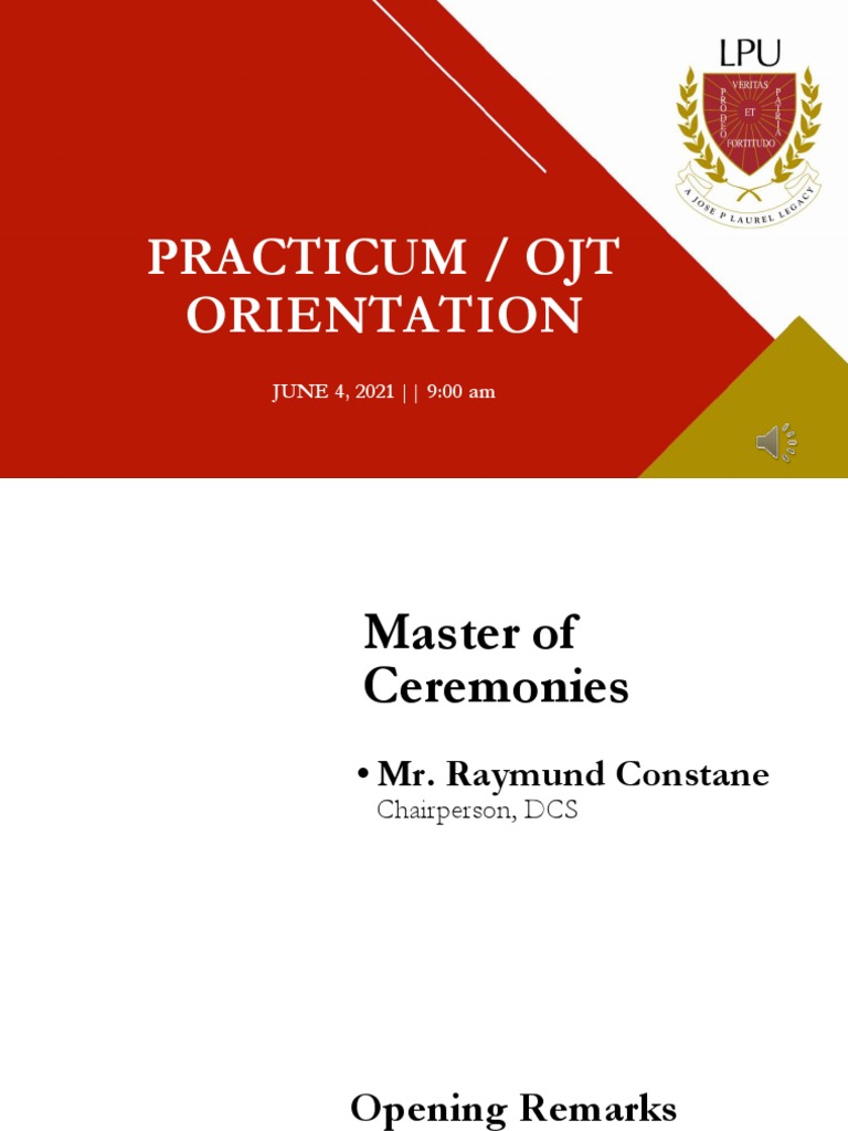 Practicum / Ojt Orientation: JUNE 4, 2021 - 9:00 Am | PDF | Engineering | Curriculum