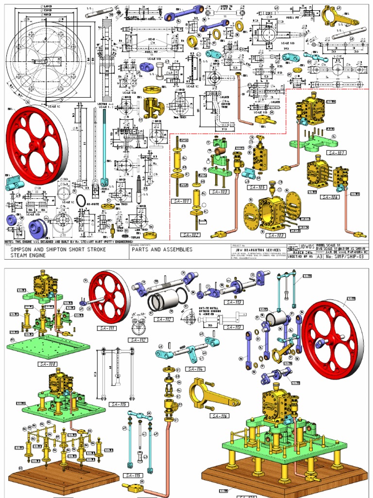 Parts and Assemblies Simpson and Shipton Short Stroke Steam Engine | PDF
