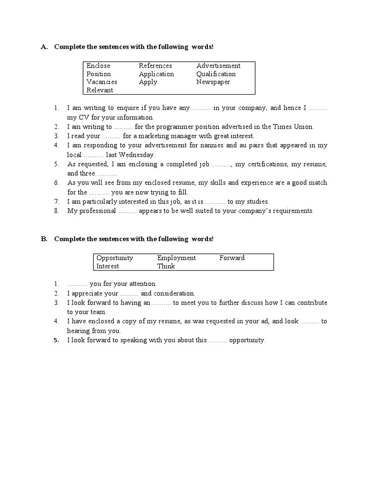 Task of Application Letter 1 | PDF